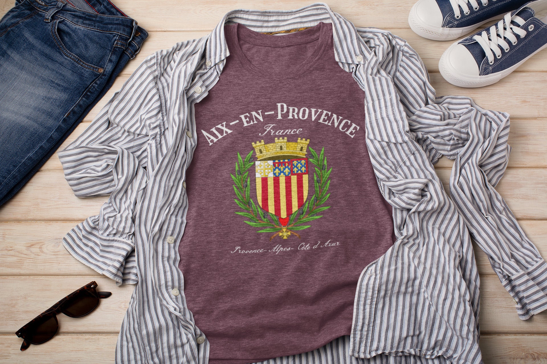 Aix-en-provence France Shirt, Coat of Arms, Men's Women's Souvenir ...