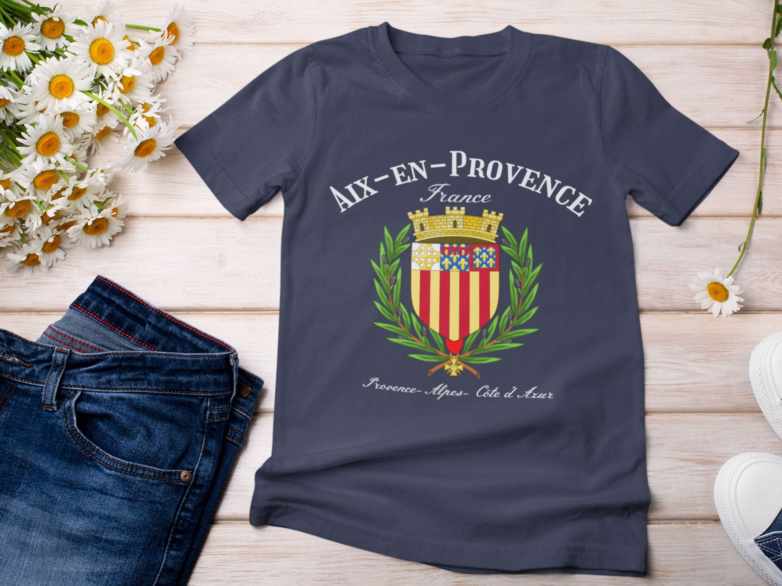 Aix-en-provence France Shirt, Coat of Arms, Men's Women's Souvenir, Alps French Riviera ...