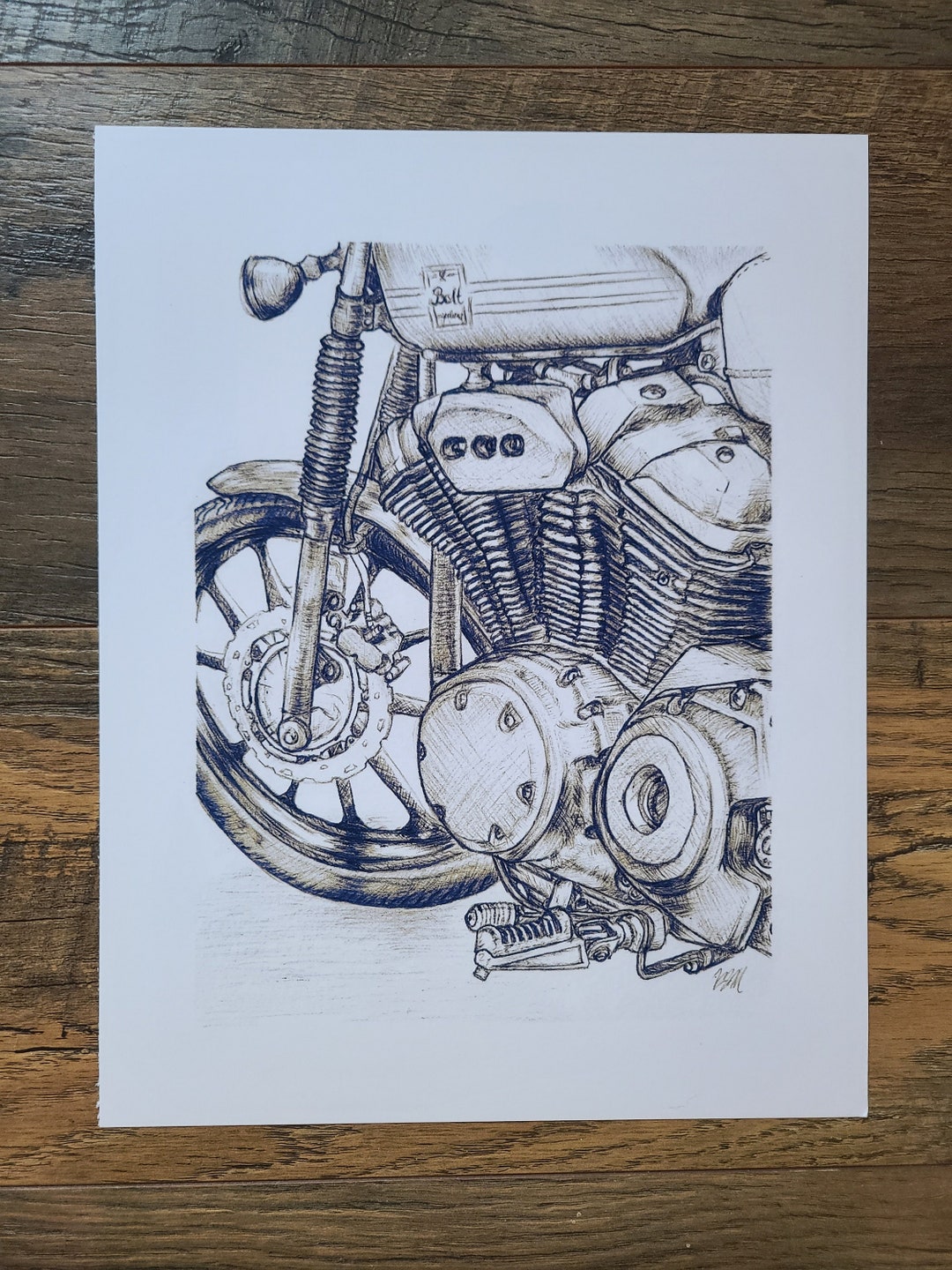 Classic Motorcycle Pen and Ink Sketch Print - Etsy