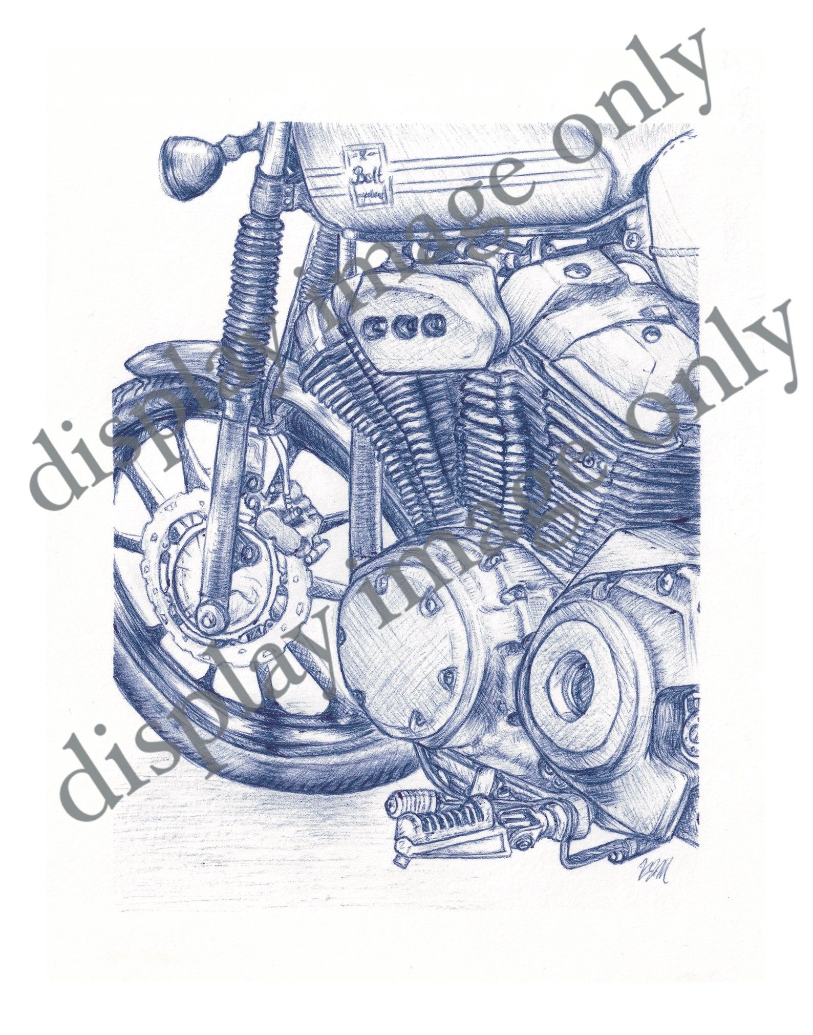 Classic Motorcycle Pen and Ink Sketch Print, Printable Download, Diy ...