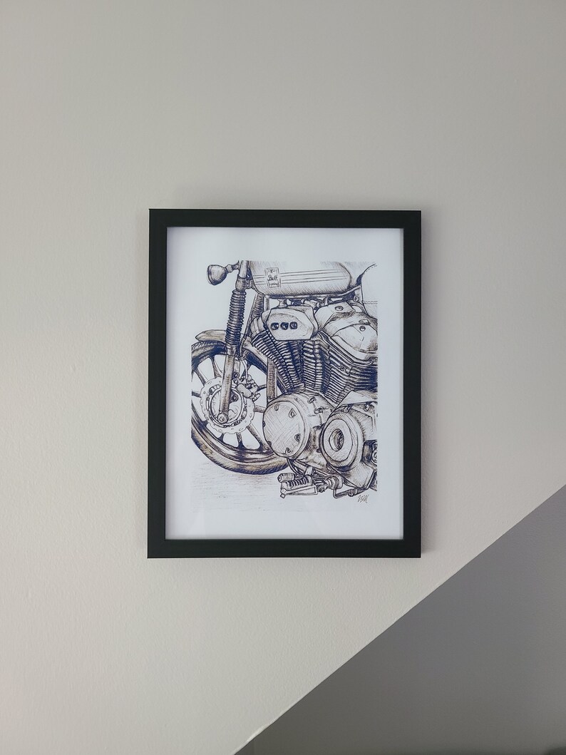 Classic Motorcycle Pen and Ink Sketch Print - Etsy