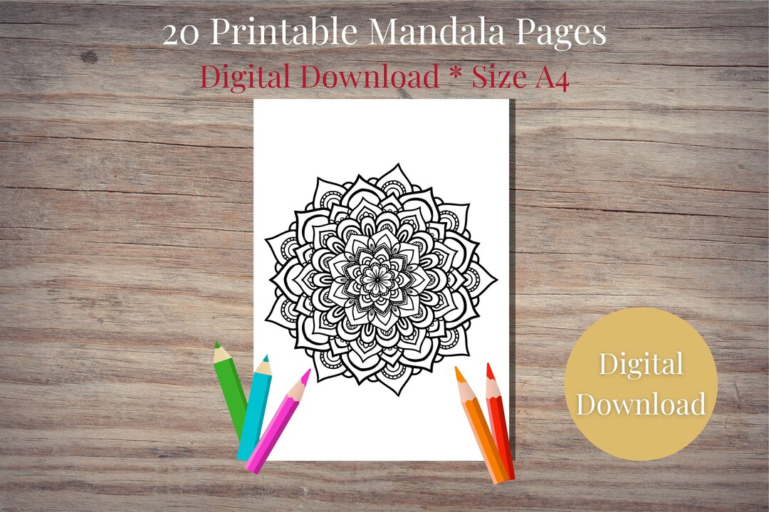 20 Printable Mandala Coloring Pages, Mindful Coloring Pages, Adult ...