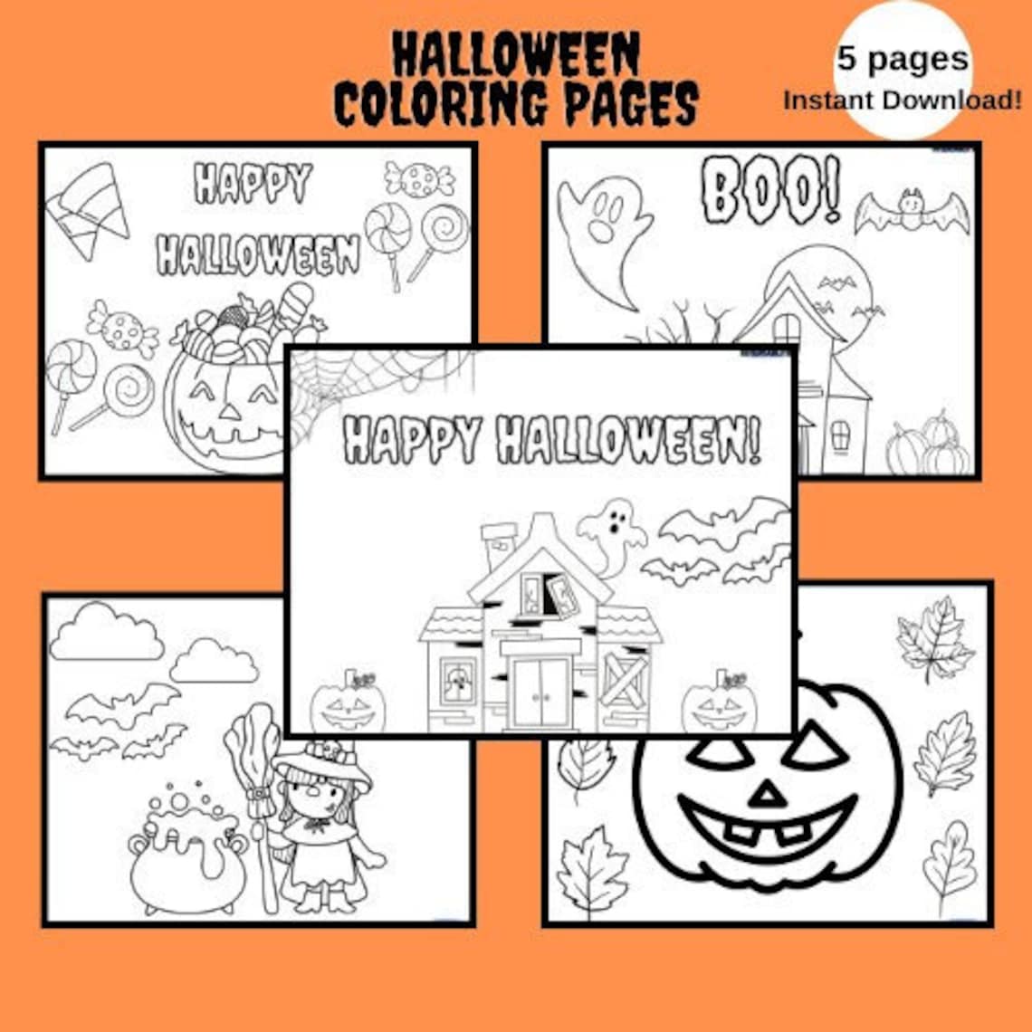 Halloween Coloring Pages, Kids Halloween Coloring Sheets, Halloween ...