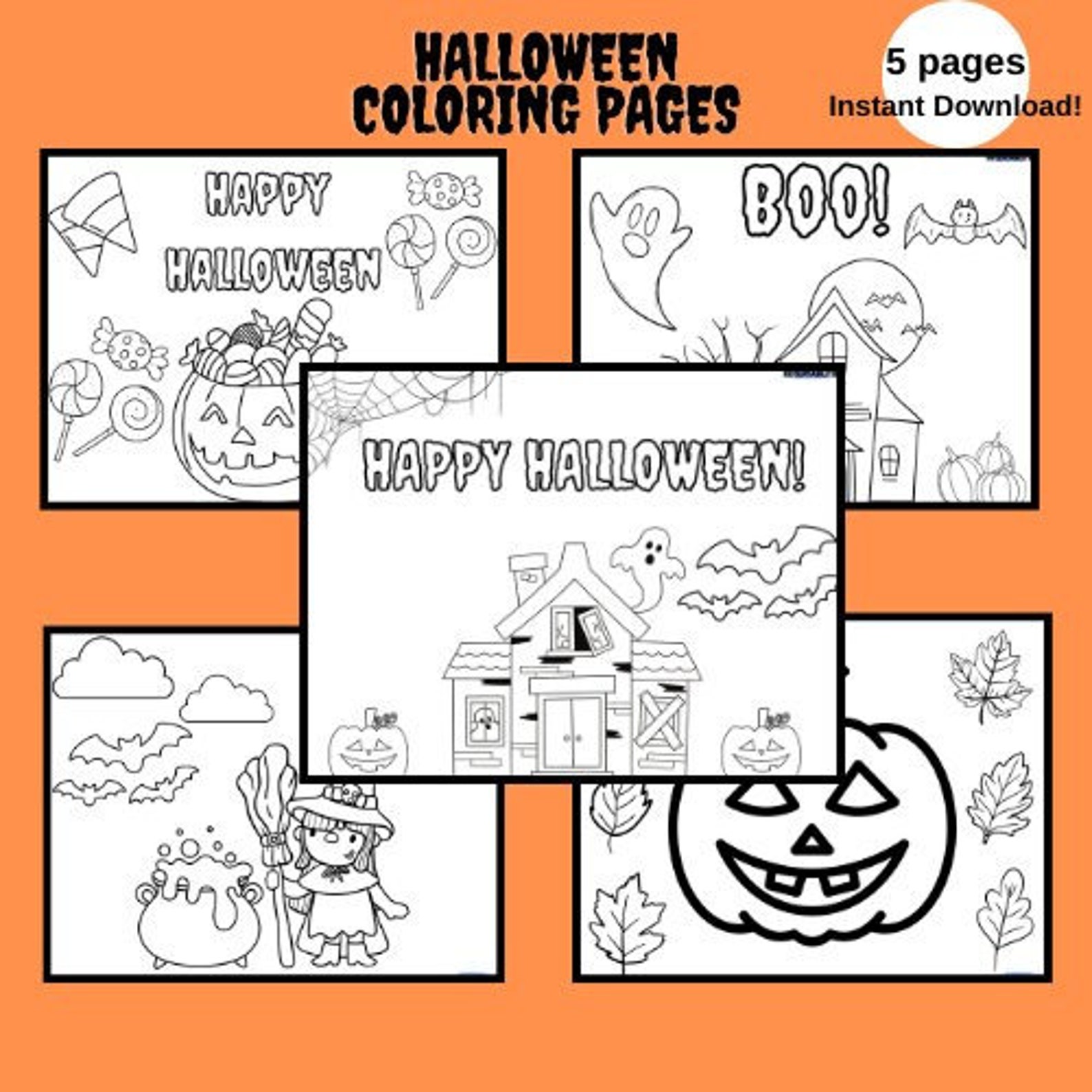 Halloween Coloring Pages, Kids Halloween Coloring Sheets, Halloween ...