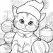 Christmas Cat Coloring Book, Printable Holiday Coloring Pages, Digital ...