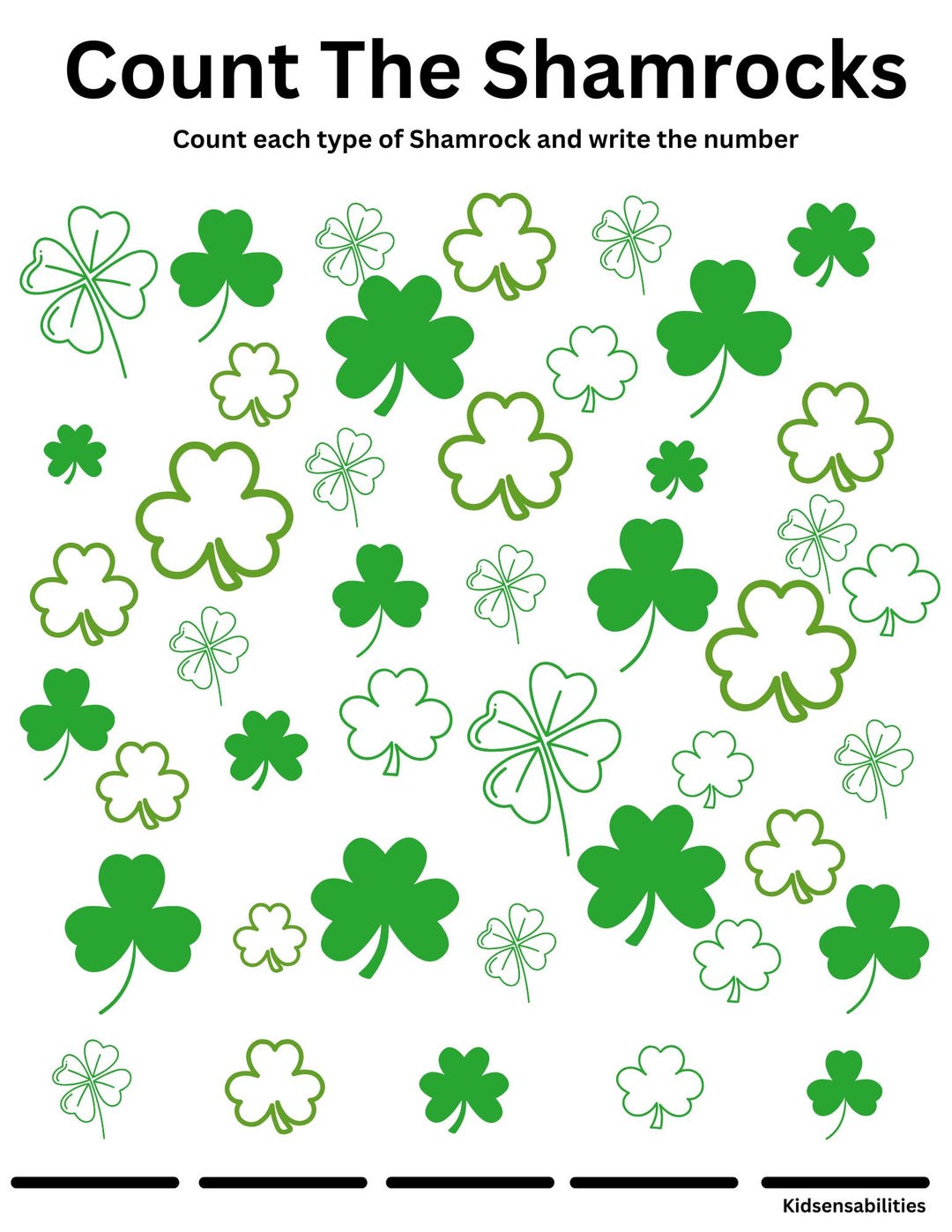 Count the Shamrock Worksheet | St. Patrick’s Day S.T.E.A.M. Math ...