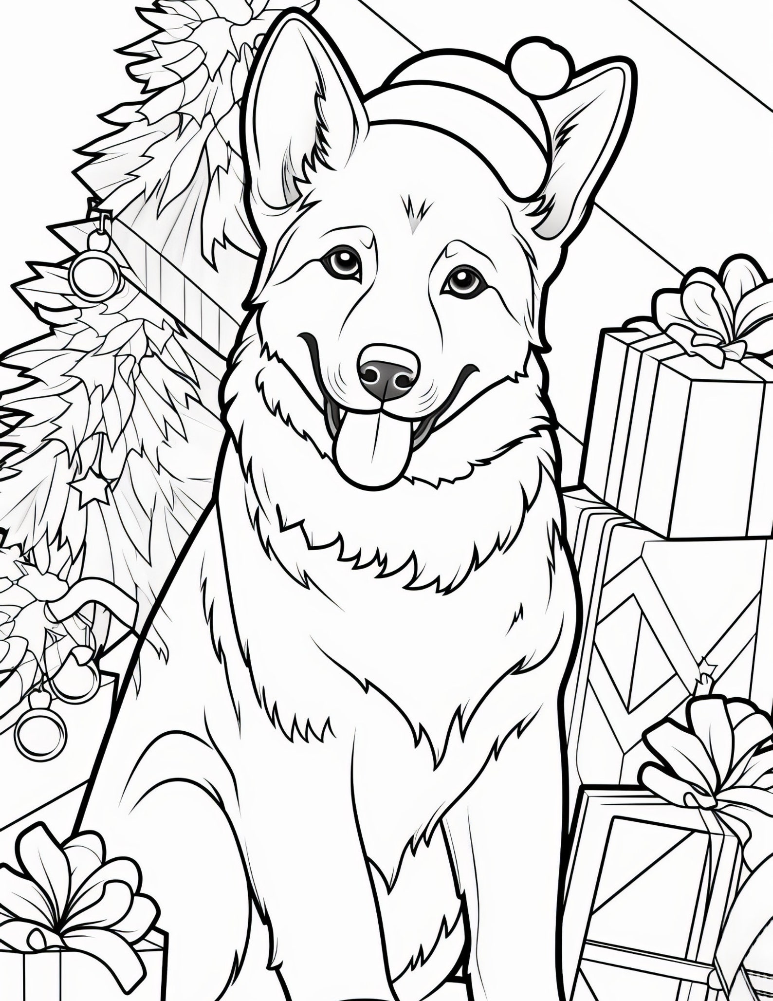 Christmas Puppy Coloring Book, Printable Holiday Coloring Pages ...