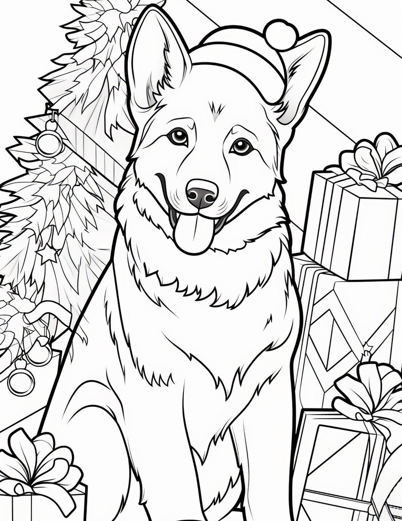 Christmas Puppy Coloring Book, Printable Holiday Coloring Pages ...