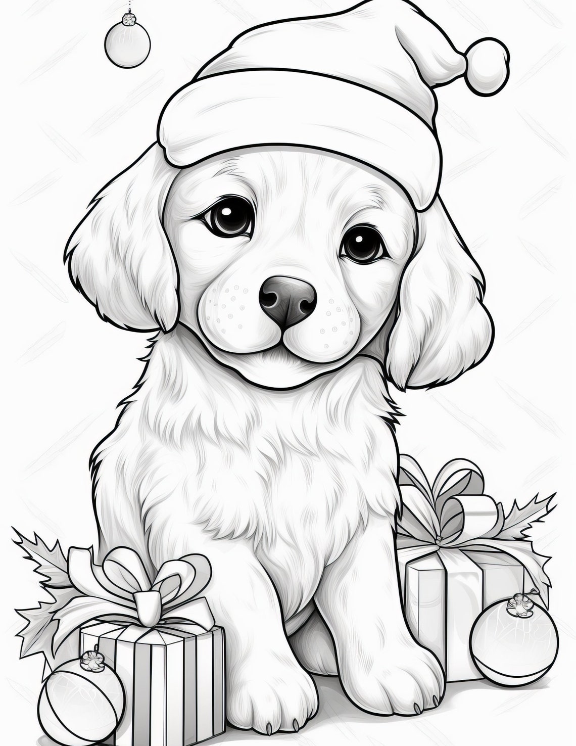 Christmas Puppy Coloring Book Printable Holiday Coloring - Etsy