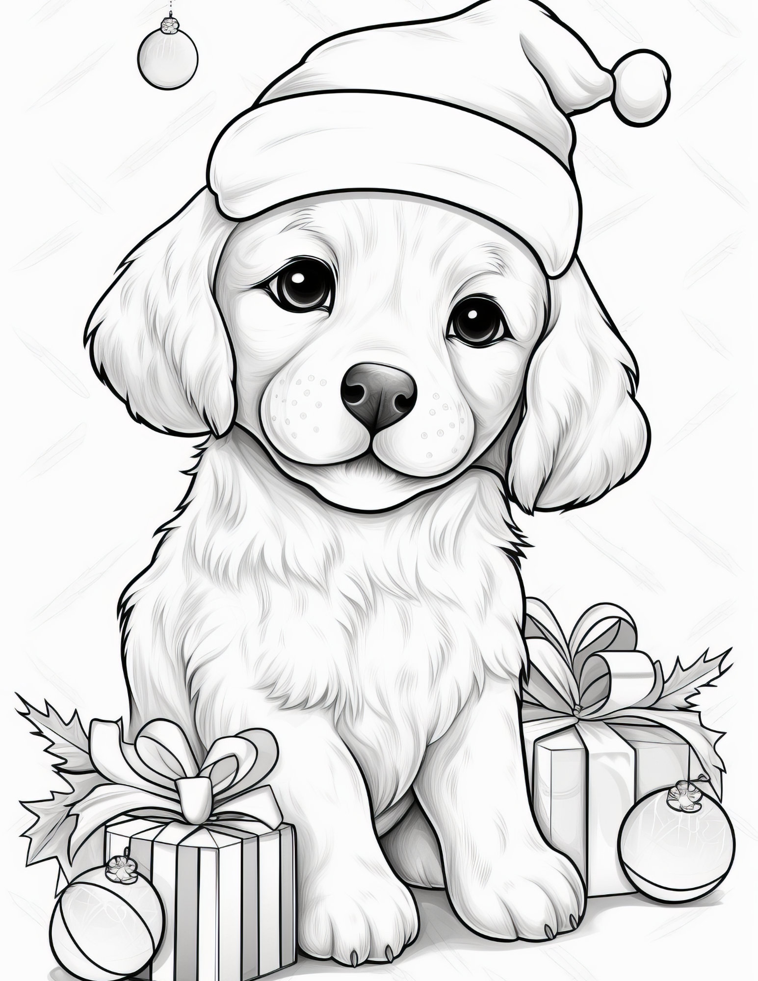 Christmas Puppy Coloring Book Printable Holiday Coloring - Etsy