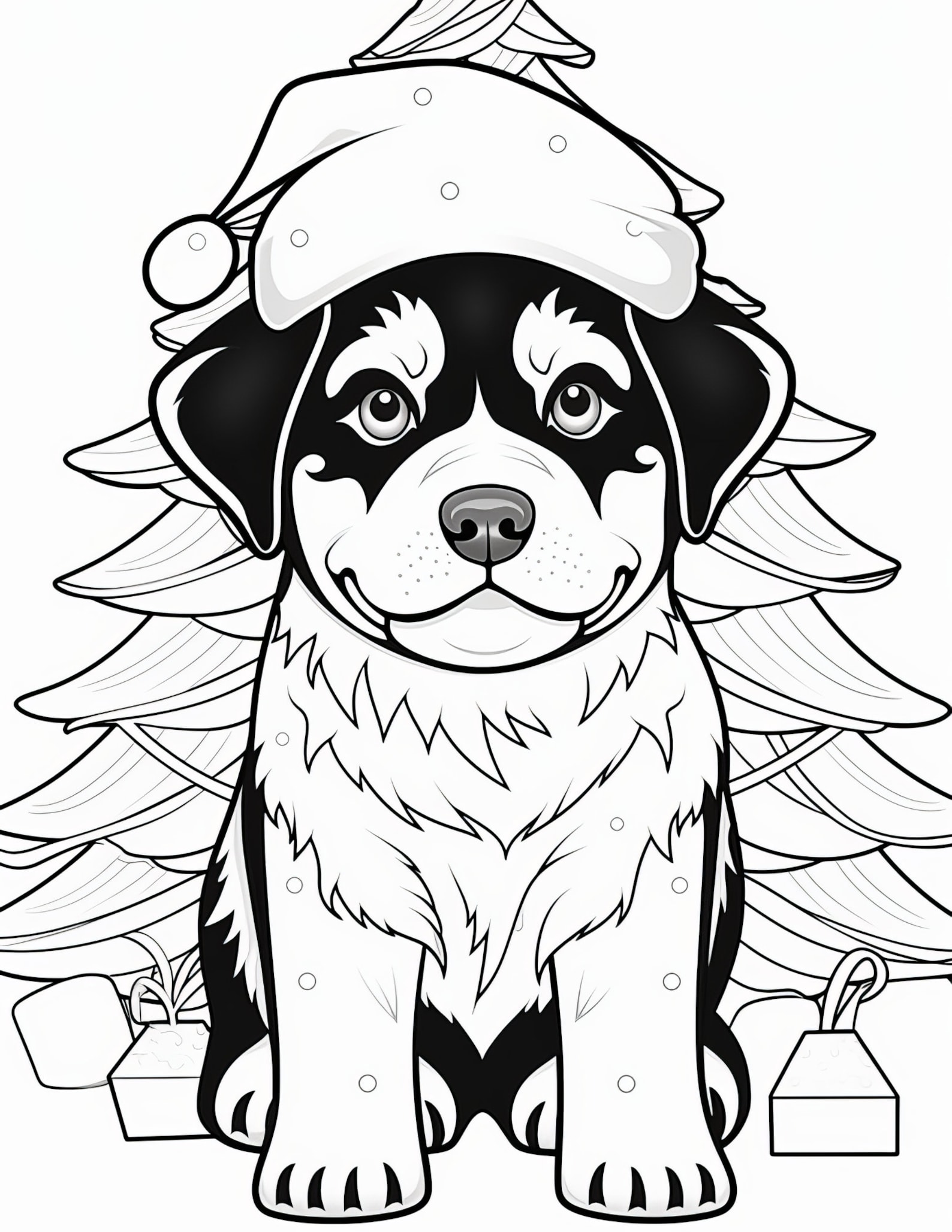 Christmas Puppy Coloring Book, Printable Holiday Coloring Pages ...