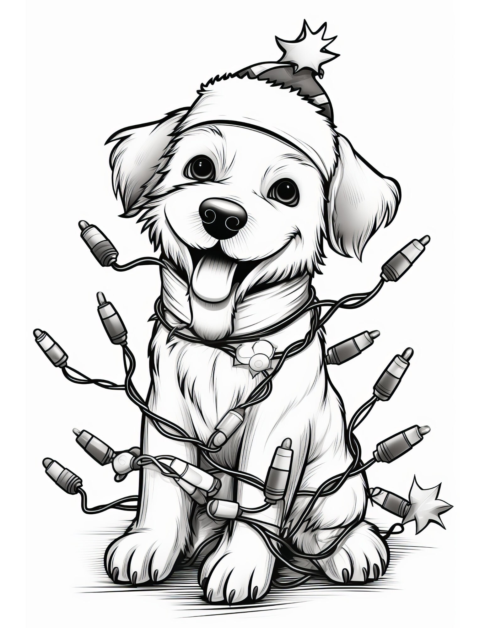 Christmas Puppy Coloring Book Printable Holiday Coloring - Etsy