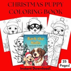 Christmas Puppy Coloring Book, Printable Holiday Coloring Pages ...