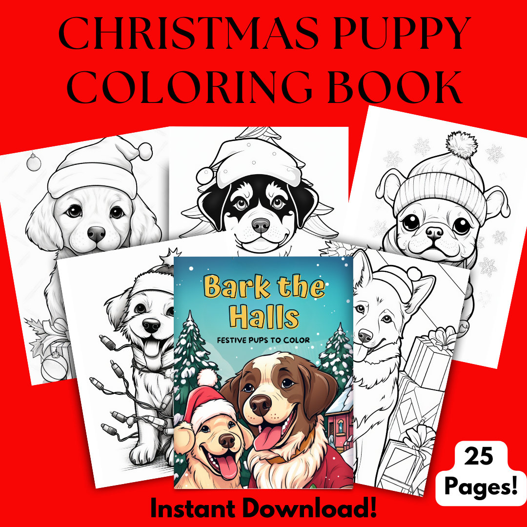 Christmas Puppy Coloring Book Printable Holiday Coloring - Etsy