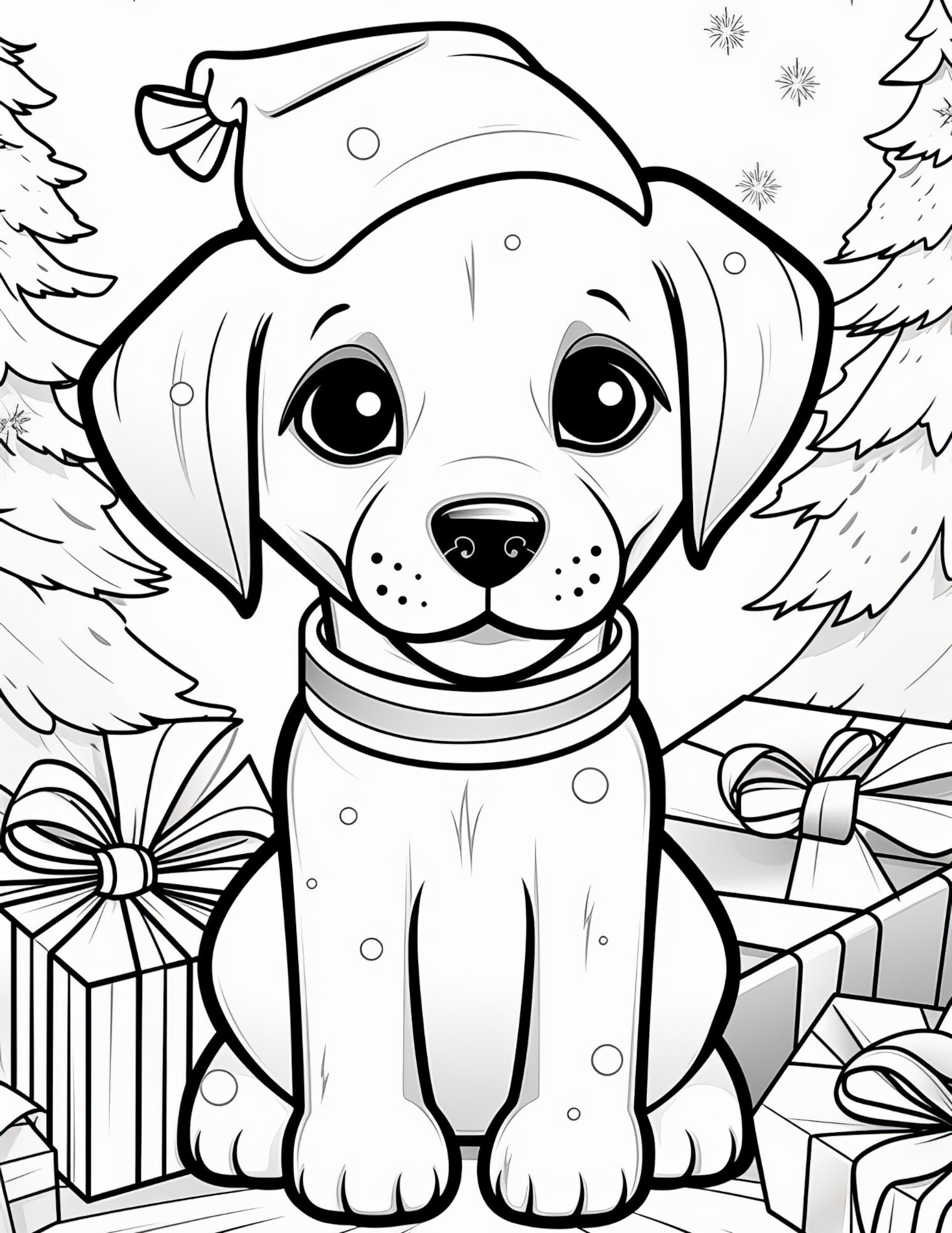 Christmas Puppy Coloring Book, Printable Holiday Coloring Pages ...