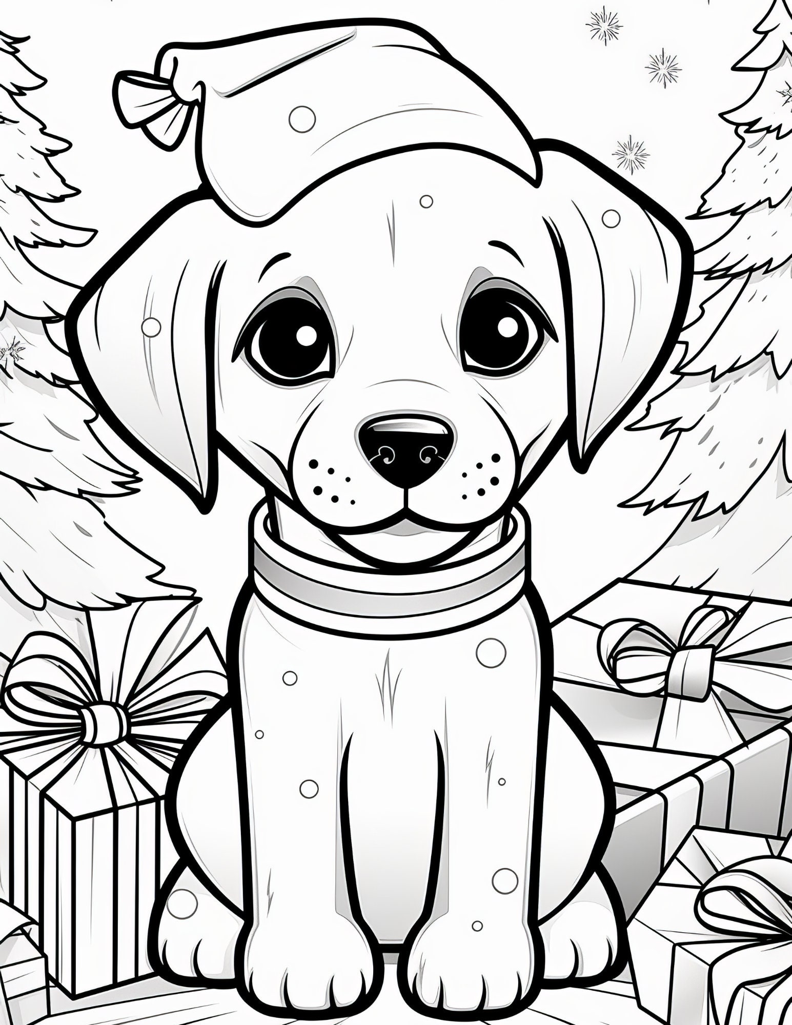 Christmas Puppy Coloring Book, Printable Holiday Coloring Pages ...