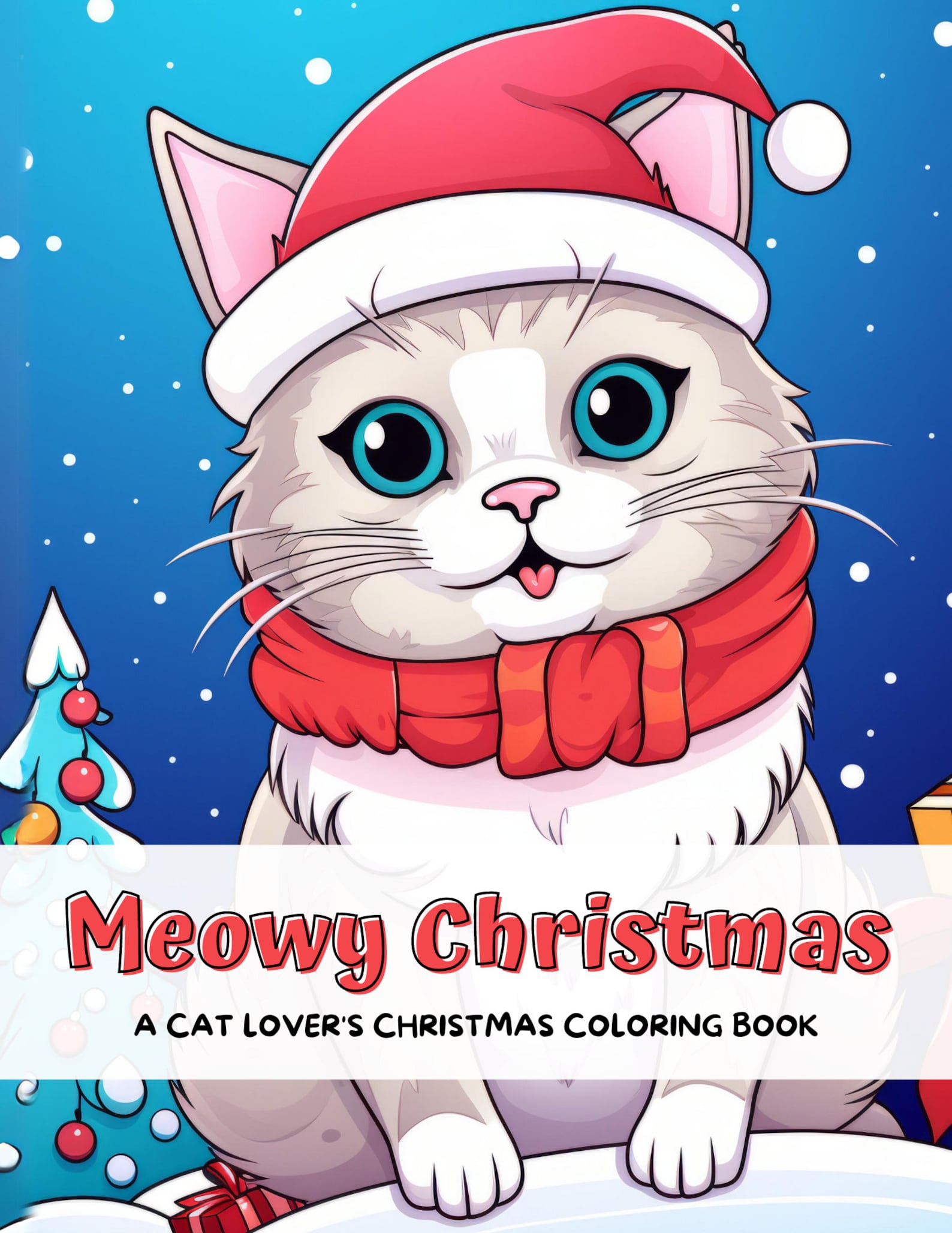 Christmas Cat Coloring Book, Printable Holiday Coloring Pages, Digital ...