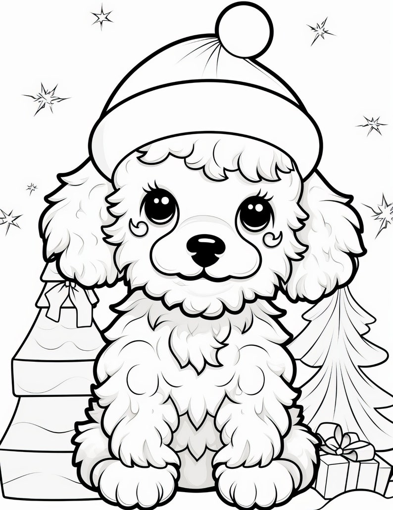 Christmas Puppy Coloring Book, Printable Holiday Coloring Pages ...