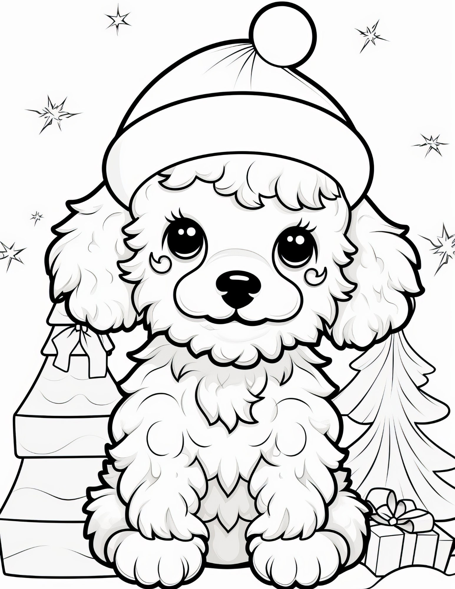Christmas Puppy Coloring Book, Printable Holiday Coloring Pages ...