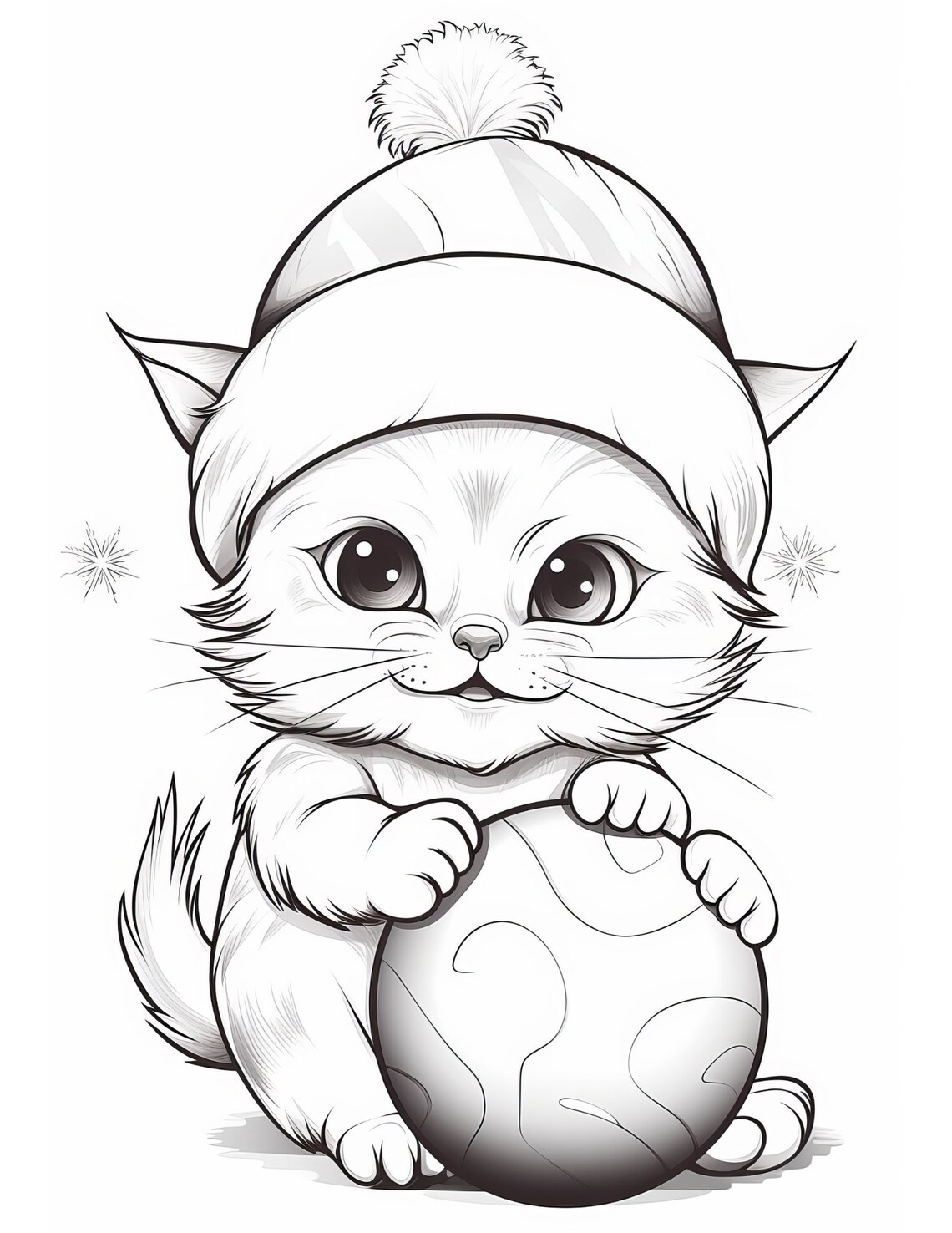 Christmas Cat Coloring Book, Printable Holiday Coloring Pages, Digital ...