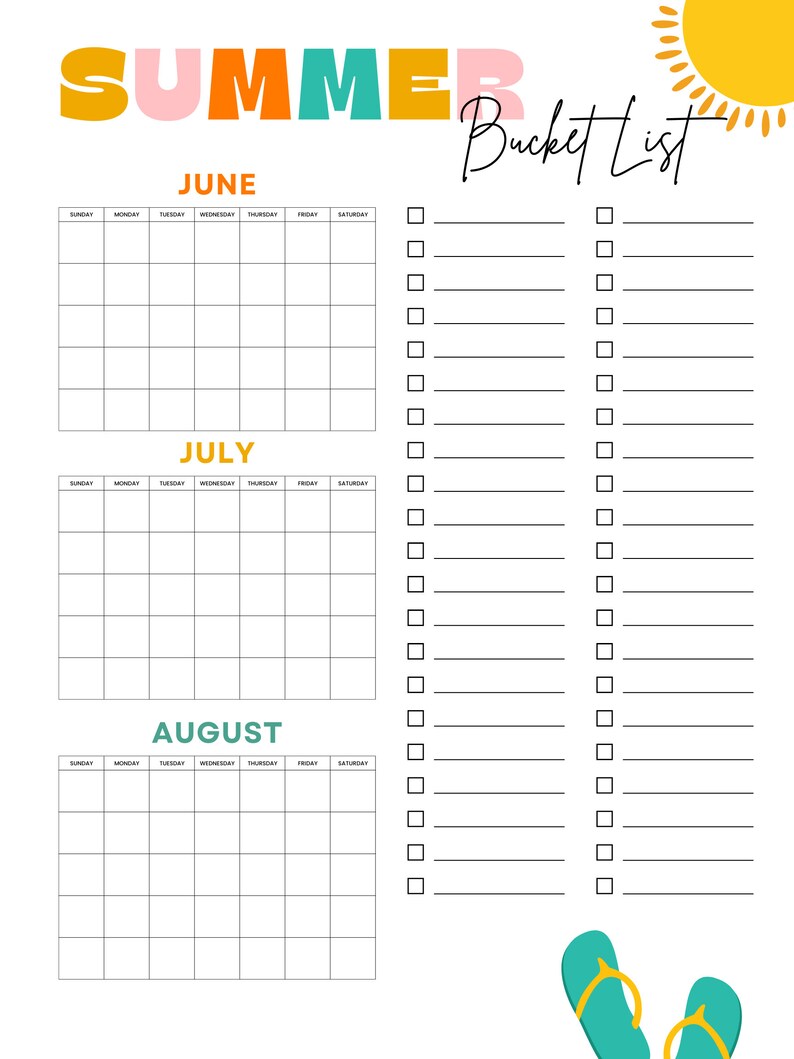 Summer Kid Activity Planner, Kid Bucket List Planner, Summer Activity ...
