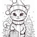 Christmas Cat Coloring Book, Printable Holiday Coloring Pages, Digital ...