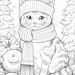 Christmas Cat Coloring Book, Printable Holiday Coloring Pages, Digital ...