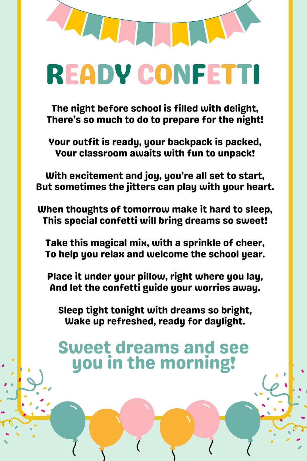 First Day of School Poem, Back to School Printable, Fun Classroom Poem ...