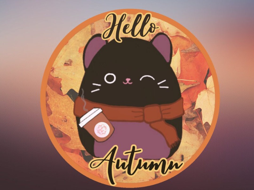 Autumn Sticker Squishy Black Cat - Etsy