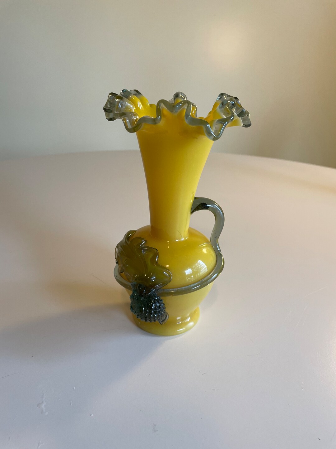 Vintage Art Glass W/swirled Edges & Applied Fruit - Etsy