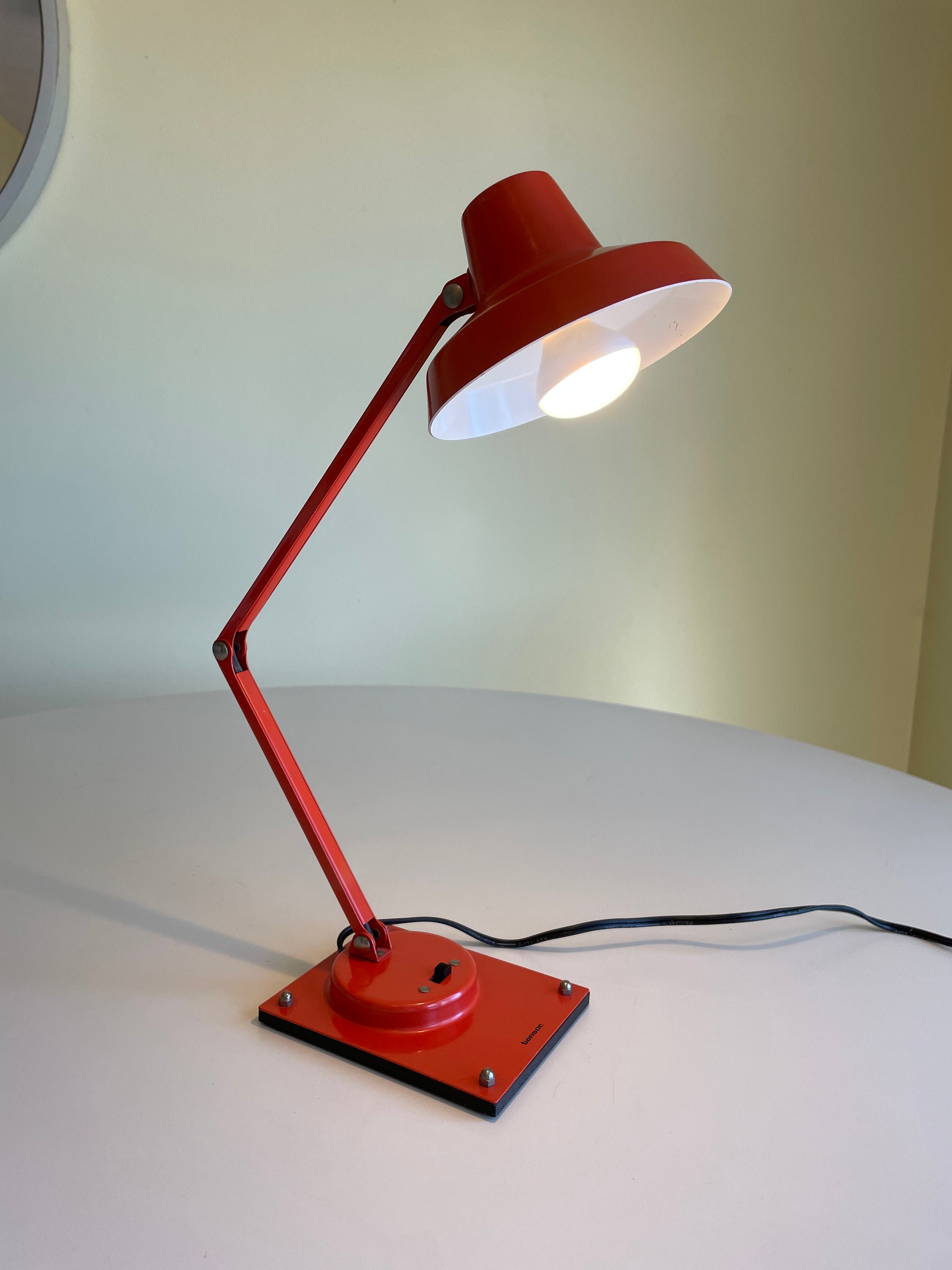 Vintage Tensor Articulating Desk Lamp in Atomic Orange - Etsy