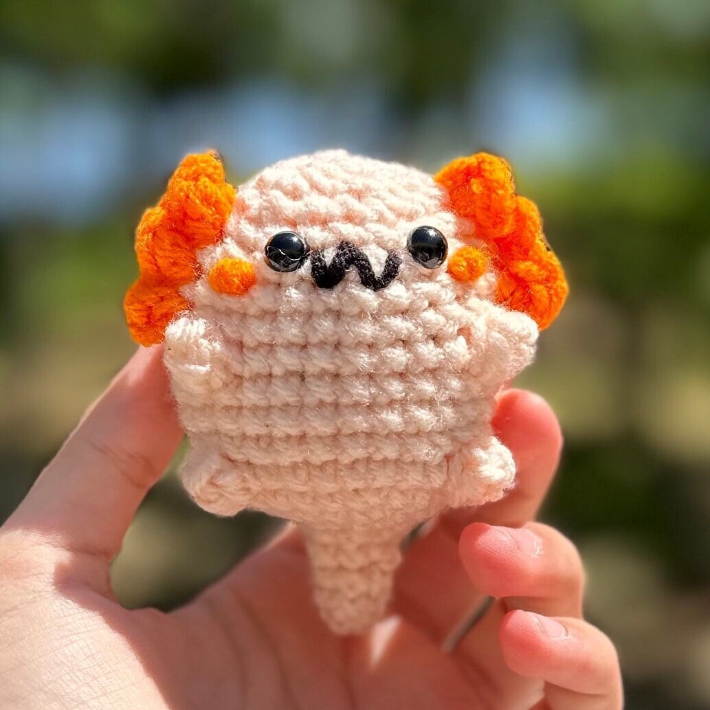 Crocheted Chubby Chunky Axolotl Plushie Handmade Fiber Art Stuffed ...