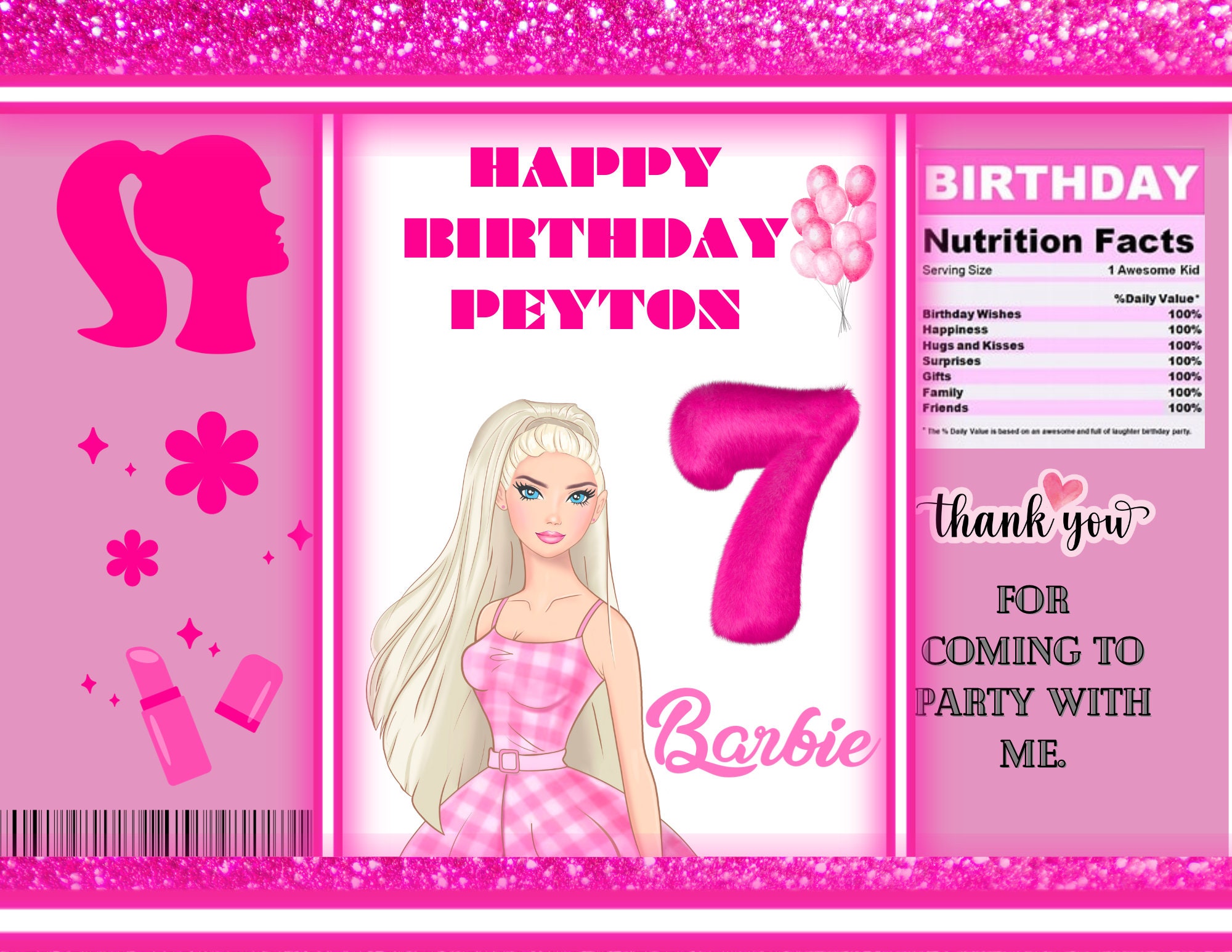Barbie Chip Bag Template, Birthday Chip Bag, Chip Bag Template Canva ...