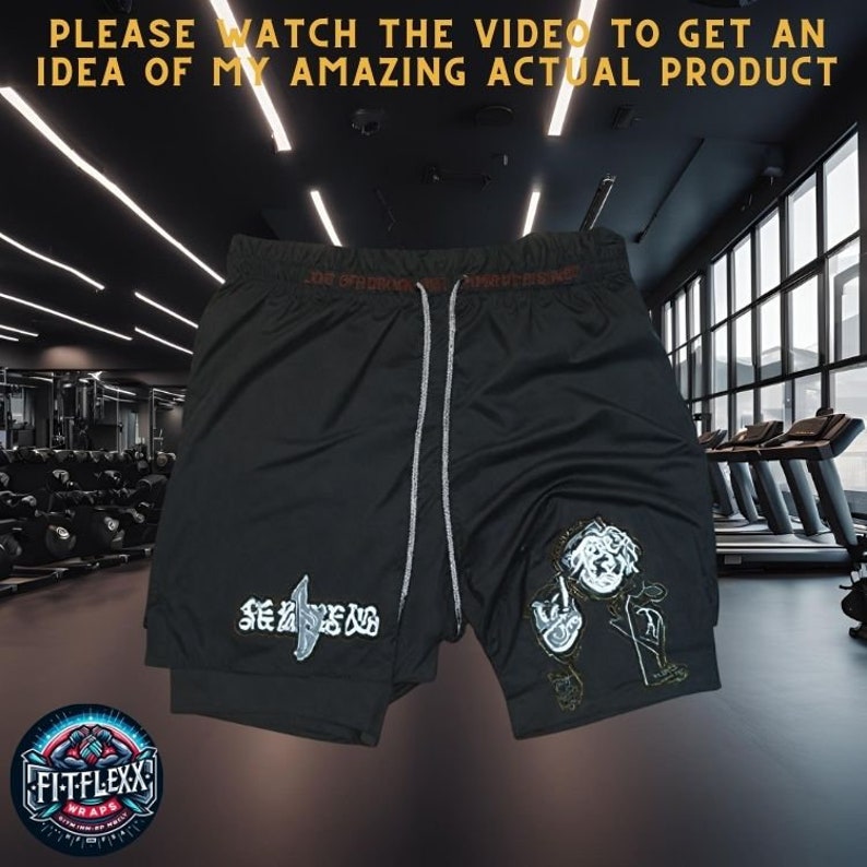 Anime Compression Summer Shorts Men GYM 2 in 1 Training Sportswear ...