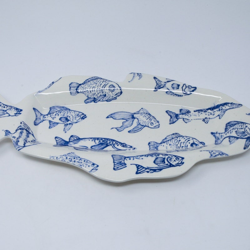 White Ceramic Fish Platter - Etsy