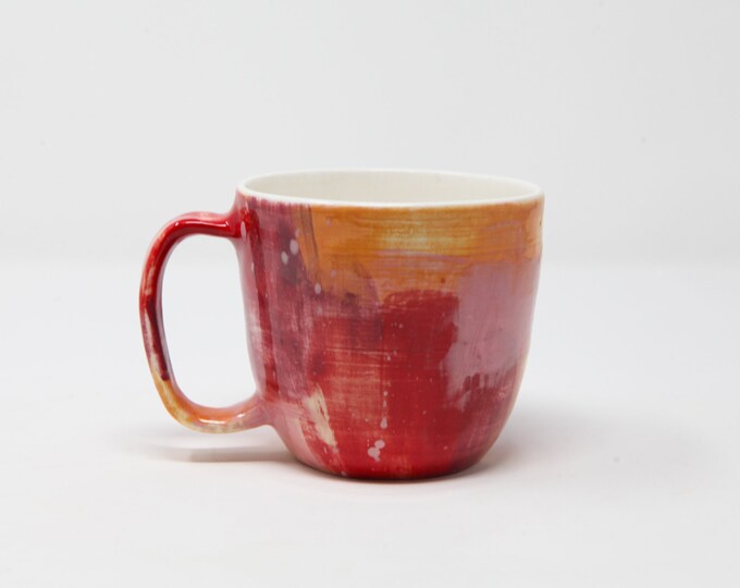 1 Hand-crafted, Ceramic Mug With Funky Red Color Washes - Etsy