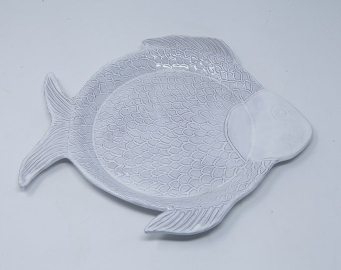 1 Hand-crafted, White, Ceramic Fish Platter/ Tray - Etsy
