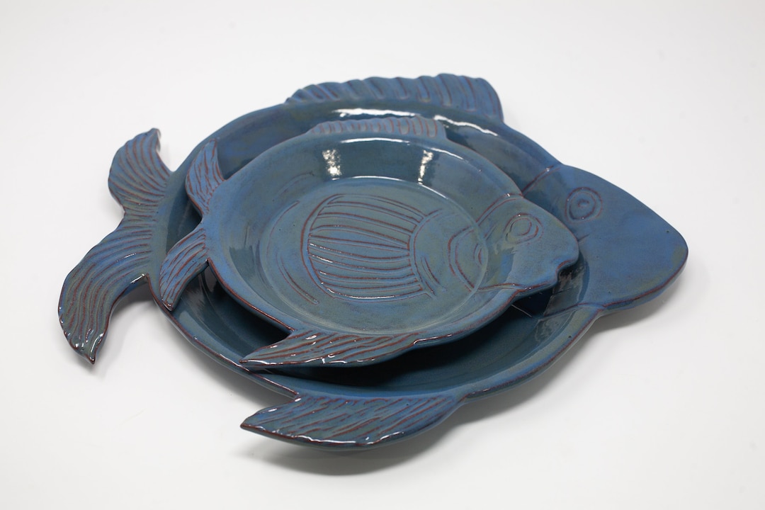 Set of 2 Hand-crafted, Ceramic Fish Platters/ Trays - Etsy
