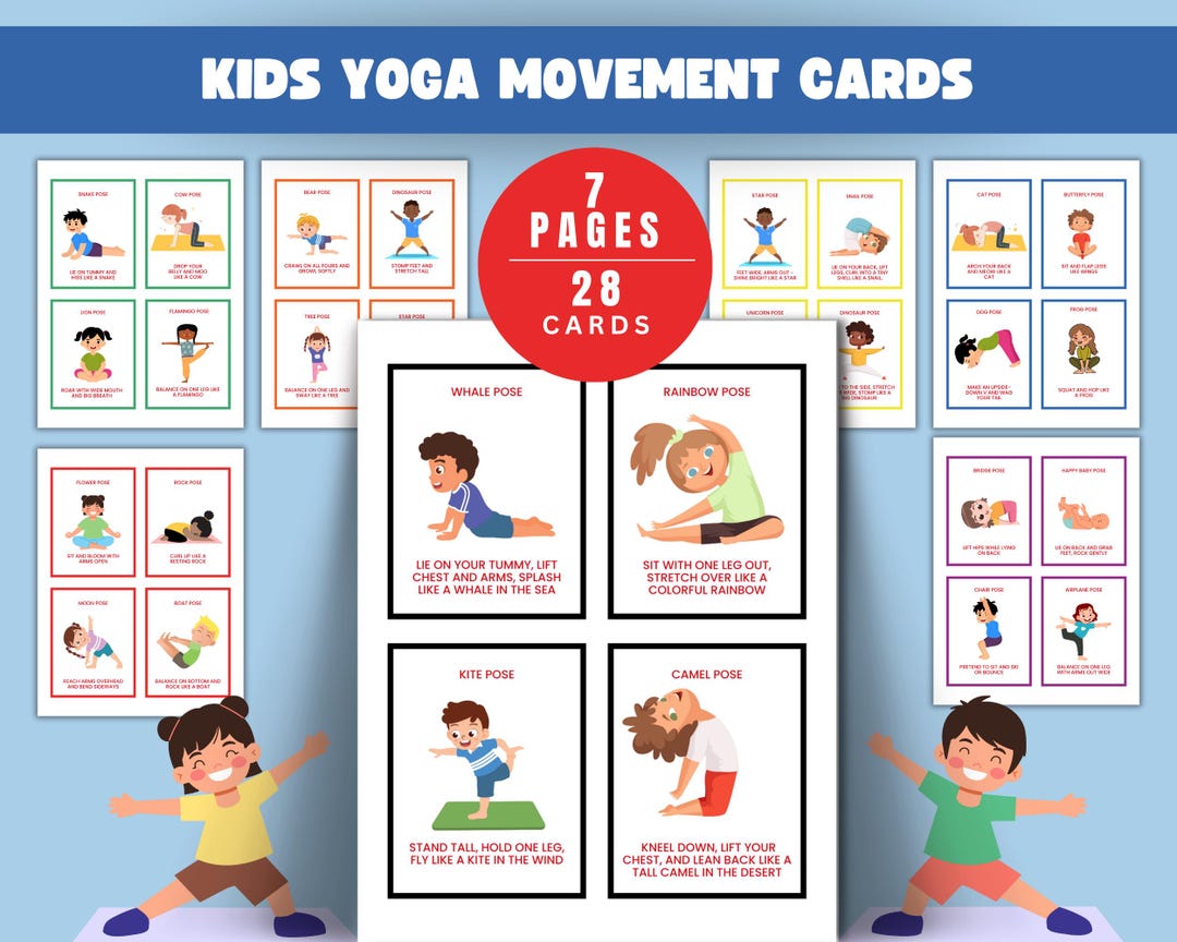 Kids Yoga Poses, Kids Movement, Kids Exercise Cards, Physical Education ...