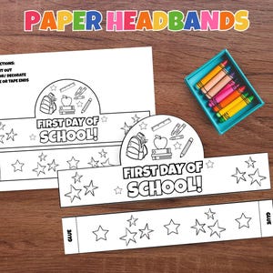 First Day of School Headband Paper Crown DIY Classroom Coloring Craft ...