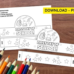First Day of School Headband Paper Crown DIY Classroom Coloring Craft ...