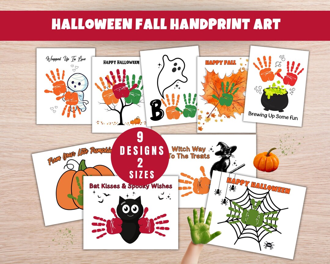 Halloween Handprint Art, Fall Handprint Art Craft, Halloween Handprint ...