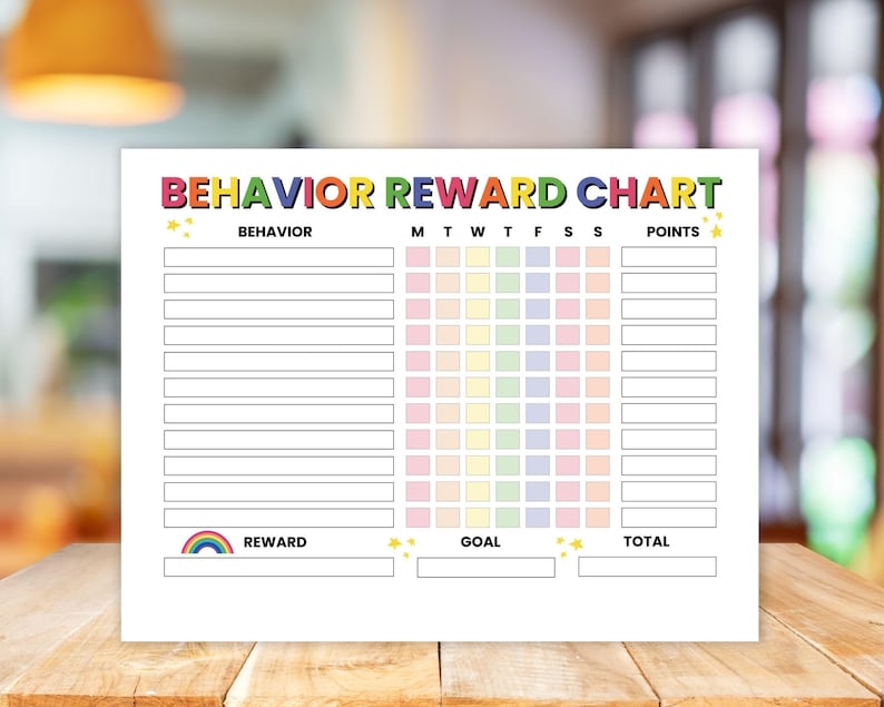 Behavior Reward Chart Tracker Routine Chart for Kids Star Sticker Chart ...