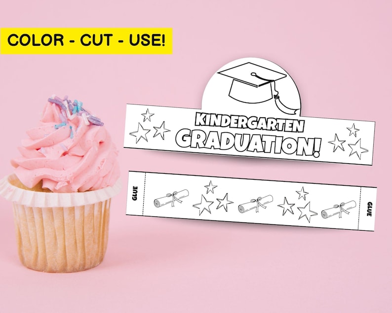 Kindergarten Graduation Paper Crown Headband Printable DIY Classroom ...