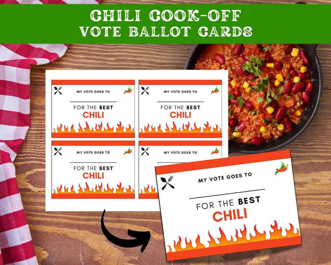 Chili Cook Off, Chili Score Card, Cook off Score Card Ballot, Chili ...