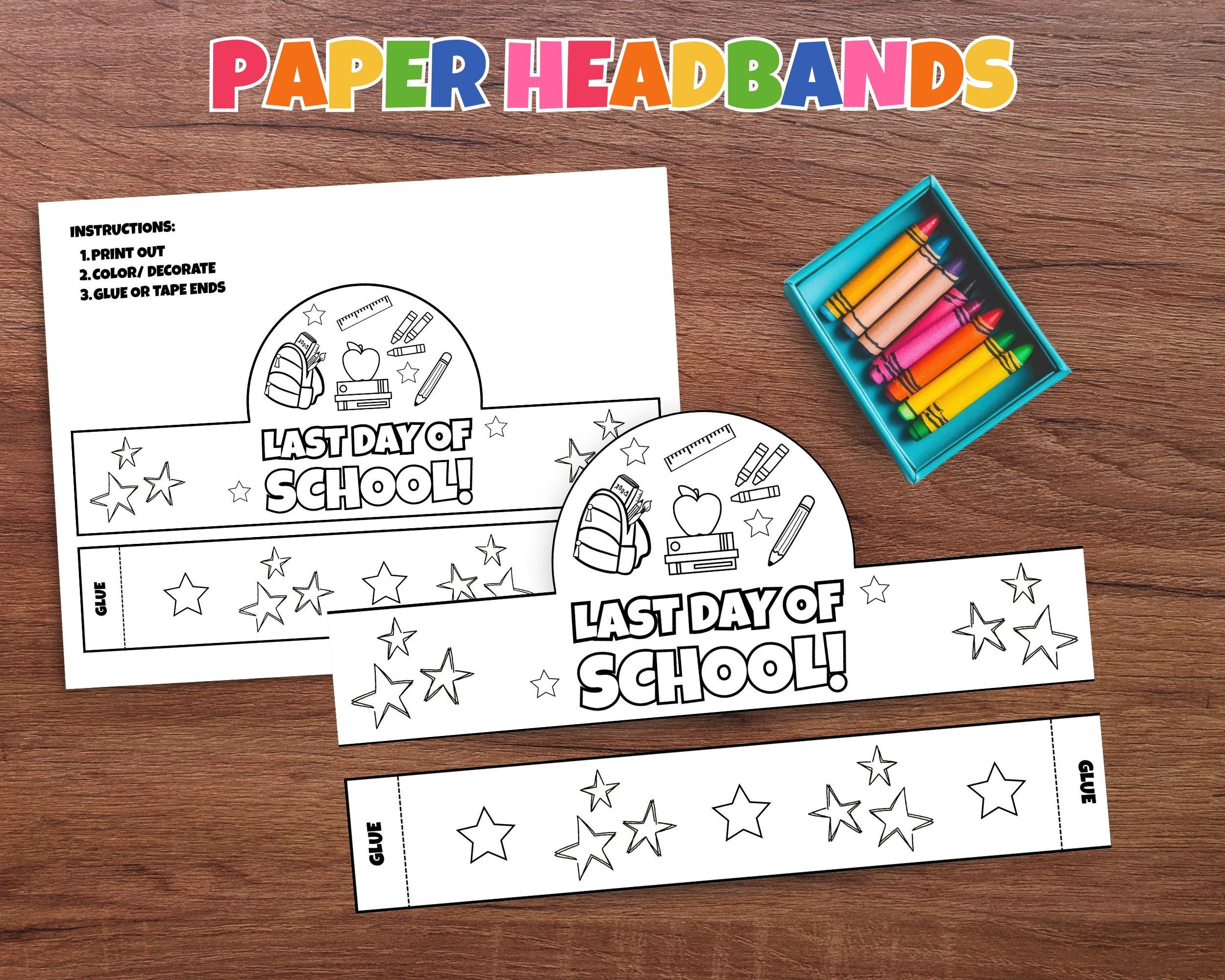 Last Day of School Headband Paper Crown DIY Classroom Coloring Craft ...