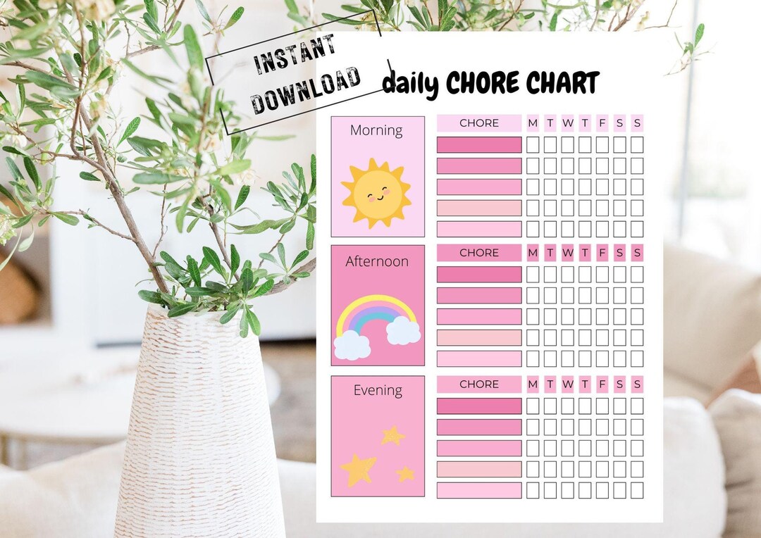 Editable Chore Chart Daily Chore Chart for Kids Printable Daily Chores ...