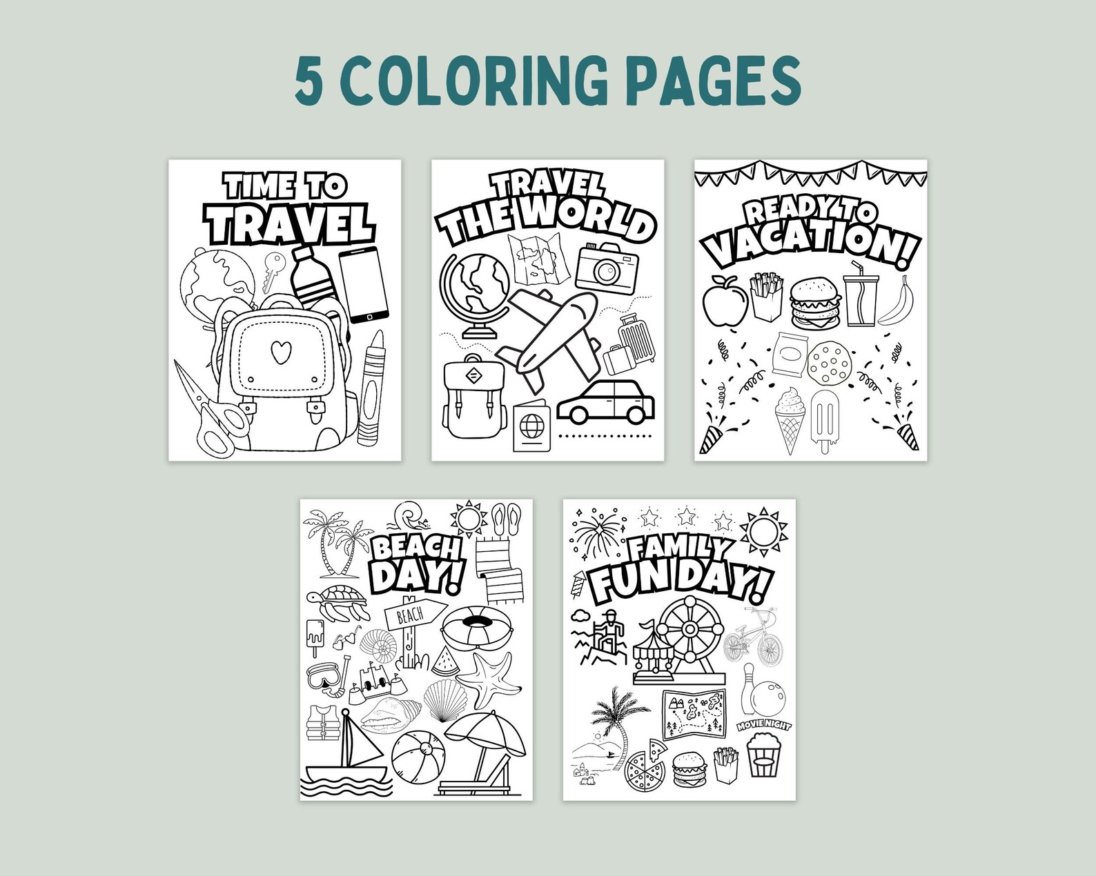Kids Travel Journal for Kids Printable Vacation Journal Kit Travel ...