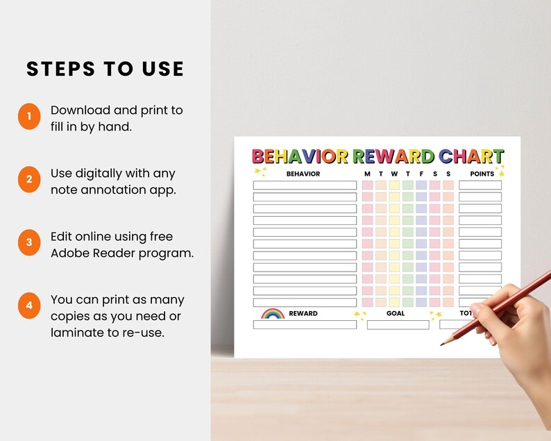 Behavior Reward Chart Tracker Routine Chart for Kids Star Sticker Chart ...