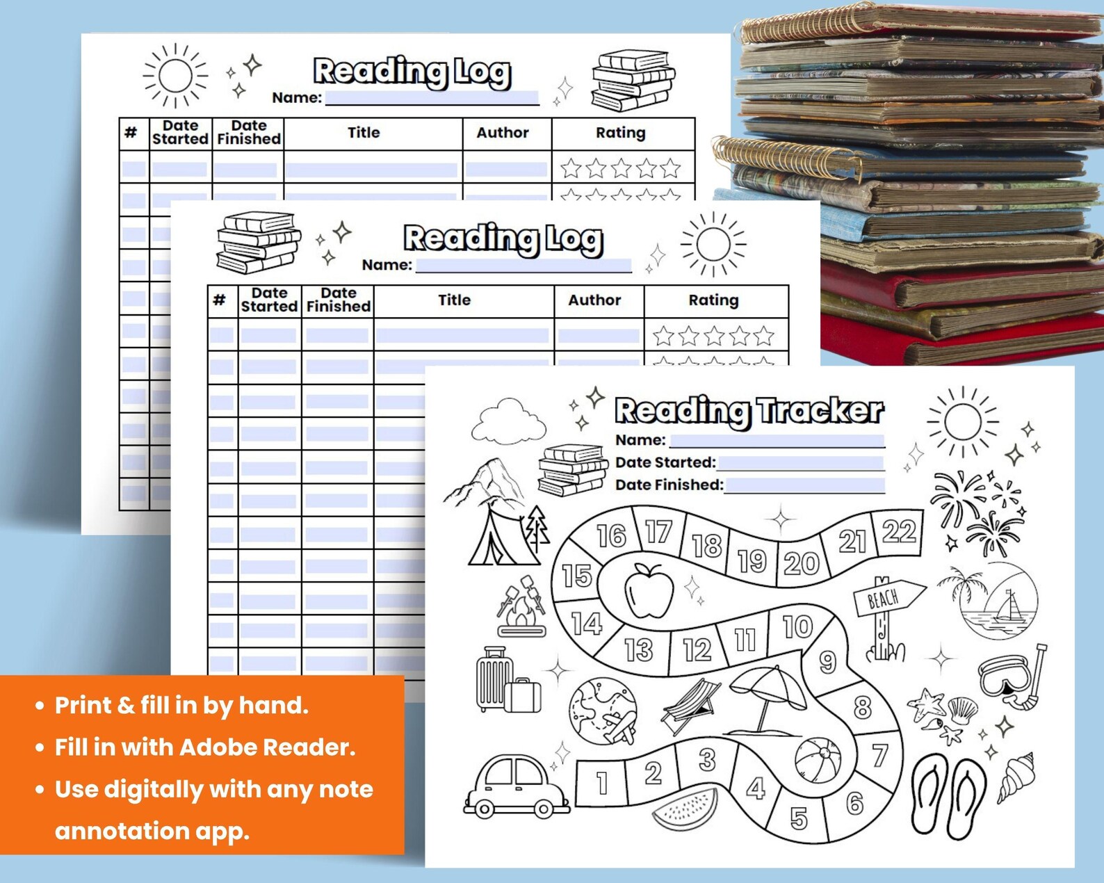 Reading Tracker Kids Reading Log Reading Journal Book Tracker Book Log ...